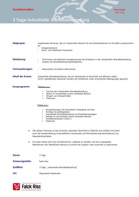 Programm IDS 2100 - Falck Risc