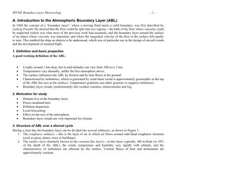A. Introduction to the Atmospheric Boundary Layer (ABL)