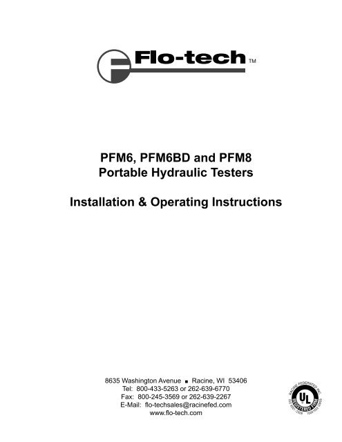 Flo-tech PFM6 Digital Portable Hydraulic Tester Manual - Instrumart