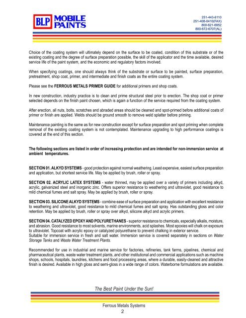 RECOMMENDED PAINTING SPEC