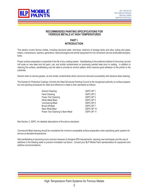 RECOMMENDED PAINTING SPEC