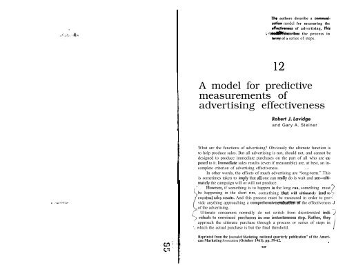 A model for predictive measurements of advertising effectiveness