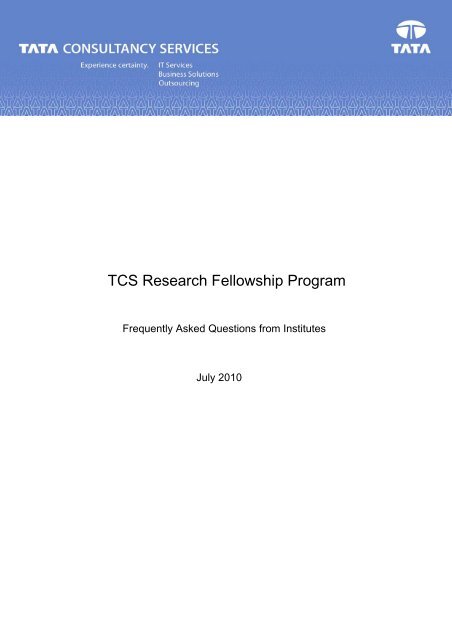 TCS Research Fellowship Program - Tata Consultancy Services