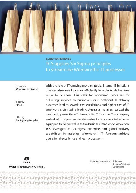 woolworth 6 sigma.ai - Tata Consultancy Services