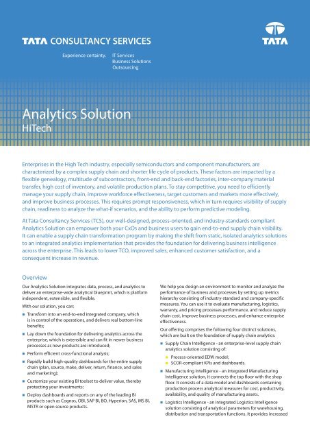 TCS Analytics Solution Flyer_A4_30709 - Tata Consultancy Services