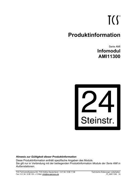 Produktinformation - TCS AG
