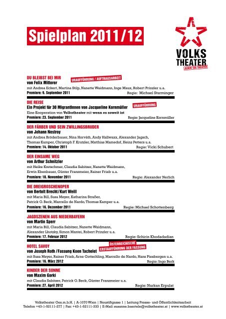 Volkstheater Spielplan Mnchen