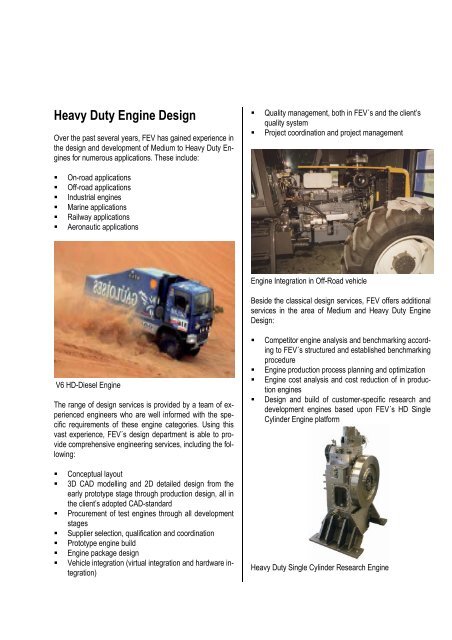 Heavy Duty Engine Design