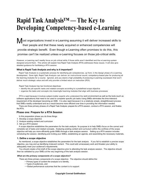 Rapid Task Analysis - the Performance Support Wiki