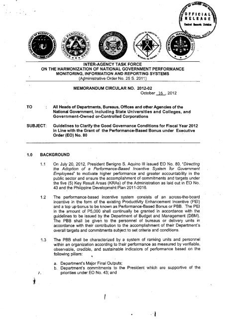 Memorandum Circular No.2012-02 - Department of Budget and ...