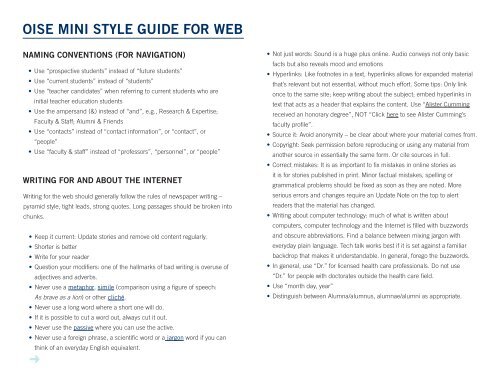 OISE MINI STYLE GUIDE FOR WEB - University of Toronto