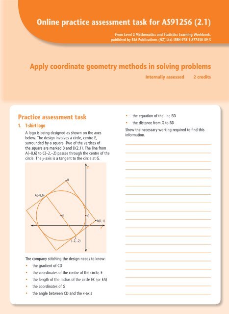 Online practice assessment task for AS91256 (2.1) - ESA Publications