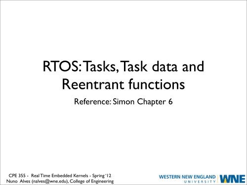 Rtos Tasks Task Data And Reentrant Functions Nuno Alves