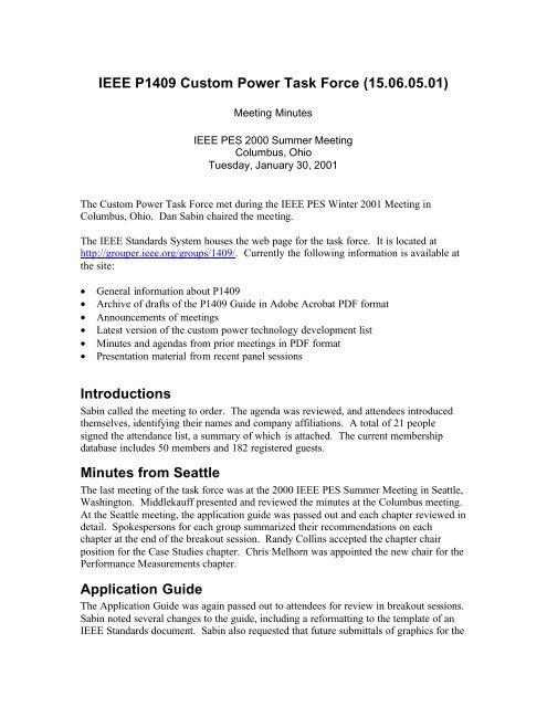 IEEE P1409 Custom Power Task Force (15.06.05.01) Introductions ...