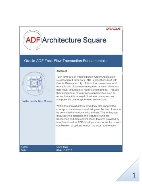 Oracle ADF Task Flow Transaction Fundamentals