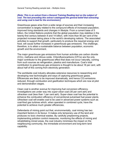 General Training Reading Sample Task - Multiple Choice - IELTS General Training Reading Sample Task - Multiple Choice - IELTS