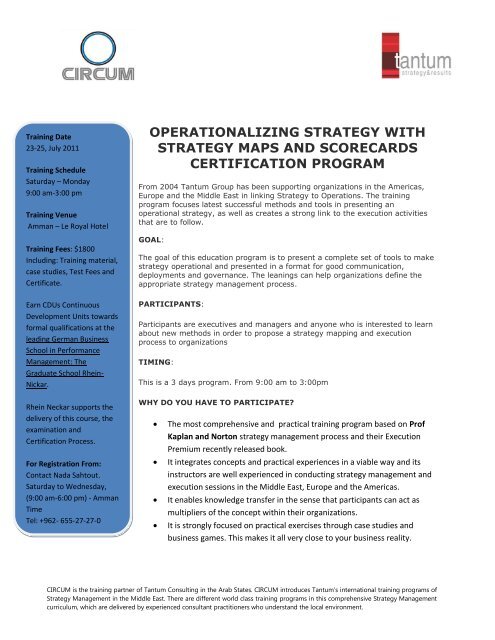 operationalizing strategy with strategy maps and ... - tantum