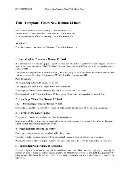 Template, Times New Roman 14 bold - FGSV