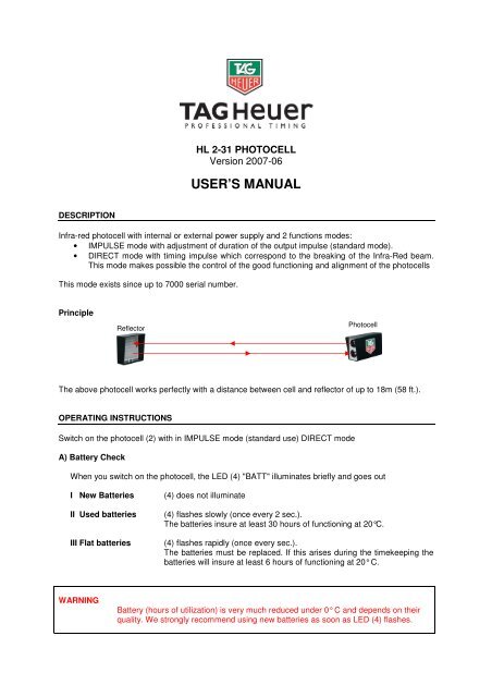 USER'S MANUAL - TAG Heuer Timing Systems