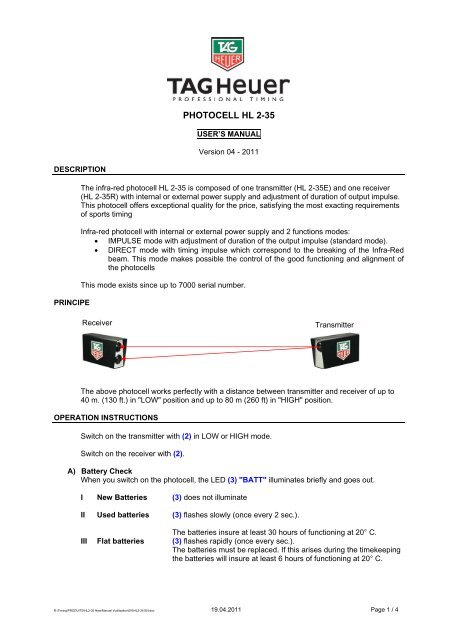 HL2-35 - 80 m Photocell - TAG Heuer Timing Systems