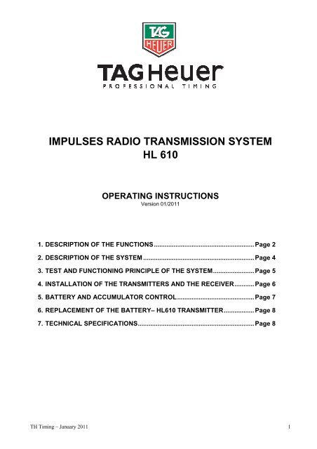 impulses radio transmission system hl 610 - TAG Heuer Timing ...