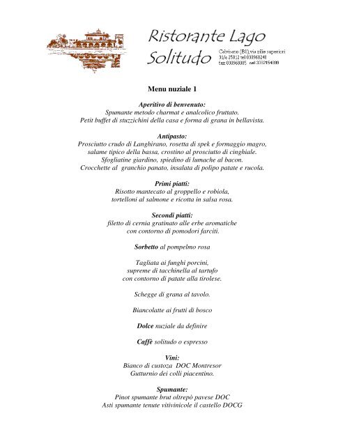 Menu nuziale 1