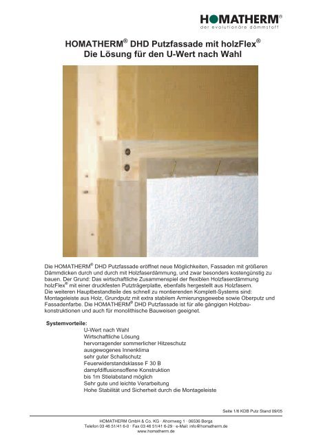 HOMATHERM DHD Putzfassade mit holzFlex Die Lösung für den U ...