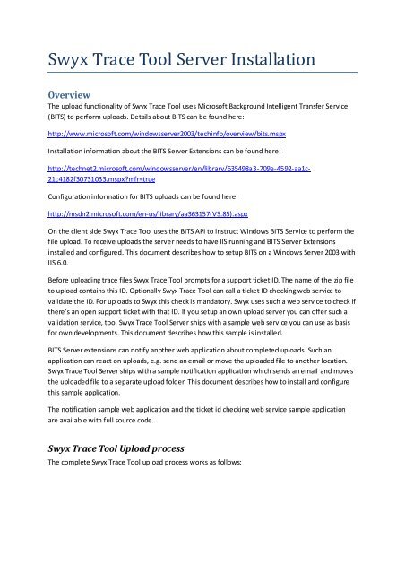 Swyx Trace Tool Server Installation - Swyx Forum