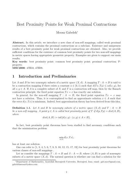 Best Proximity Points for Weak Proximal Contractions