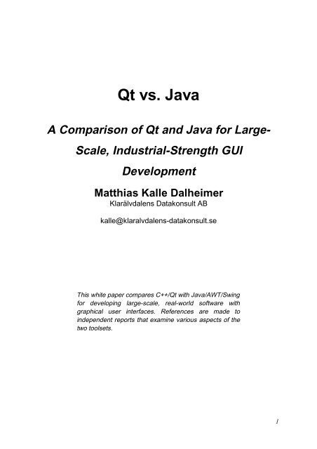 Qt vs. Java whitepaper