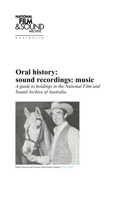 Oral history: sound recordings: music - National Film and Sound ...