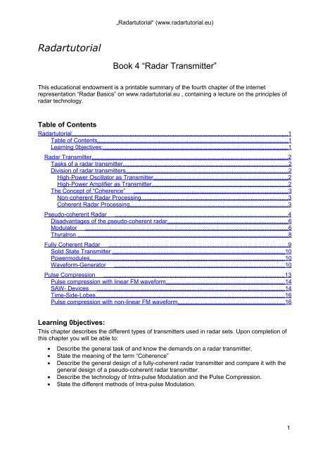 Radar Transmitter - Book 4 - Radartutorial .eu