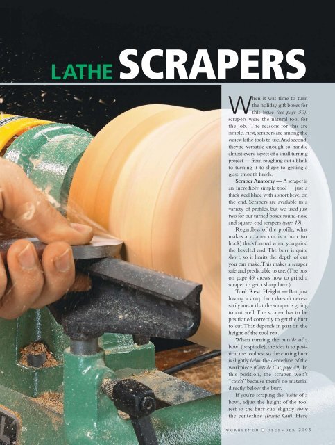 Lathe Scrapers - Woodsmith Woodworking Seminars