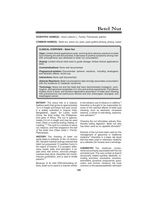 Betel Nut - Facts & Comparisons