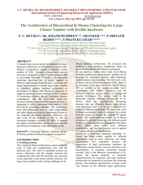 The Architecture of Hierarchical K-Means Clustering for Large ...