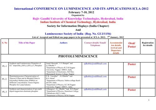 Poster - Luminescence Society of India (LSI), Baroda
