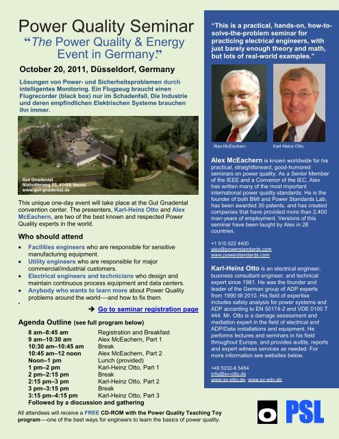 Power Quality Seminar - Power Standards Lab