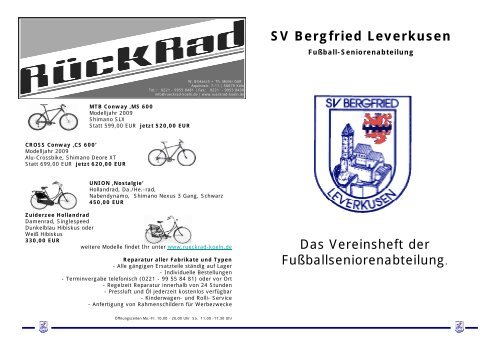 SV Bergfried Leverkusen Das Vereinsheft der ...