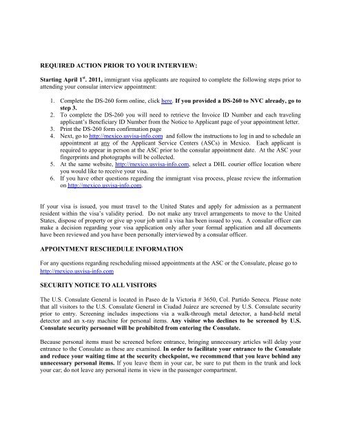 REQUIRED ACTION PRIOR TO YOUR INTERVIEW: APPOINTMENT ...