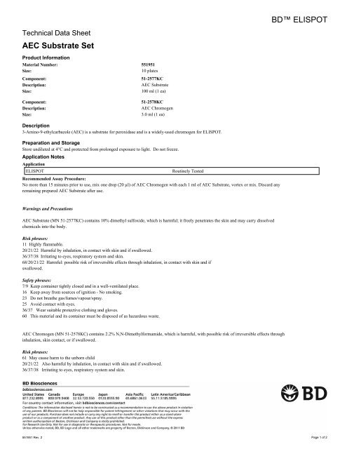 BD™ ELISPOT AEC Substrate Set - BD Biosciences