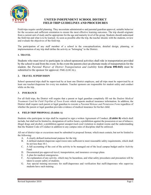 Student Travel Packet - United Independent School District