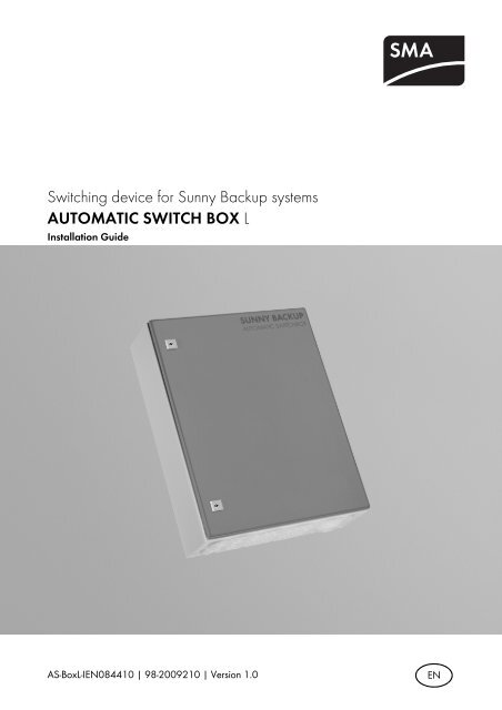 Switching device for Sunny Backup systems AUTOMATIC SWITCH ...