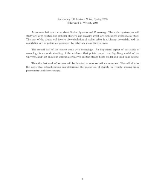 Astronomy Lecture Notes