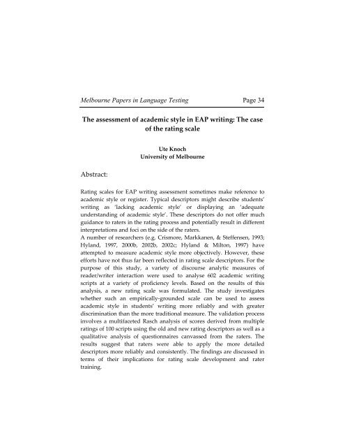 The assessment of academic style in EAP writing - Language ...