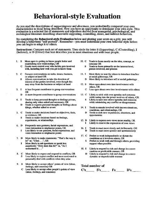 Behavioral-style Evaluation