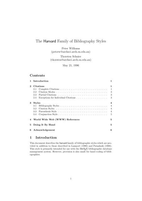 The Harvard Family of Bibliography Styles
