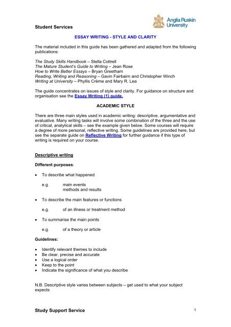 Essay Writing Style And Clarity My Anglia Homepage
