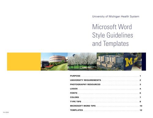 Microsoft Word Style Guidelines and Templates - University of ...
