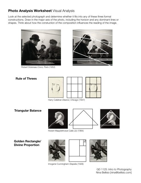 Photo Analysis Worksheet Visual Analysis - classes.com - ninabellisio