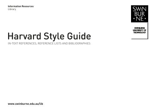 Swinburne harvard referencing store